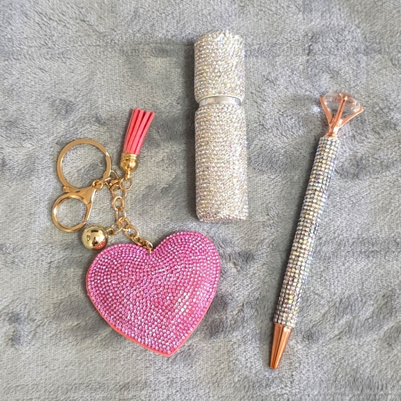 sparkle | Accessories | Crystal Heart Keychain Scent Spray Bottle And ...